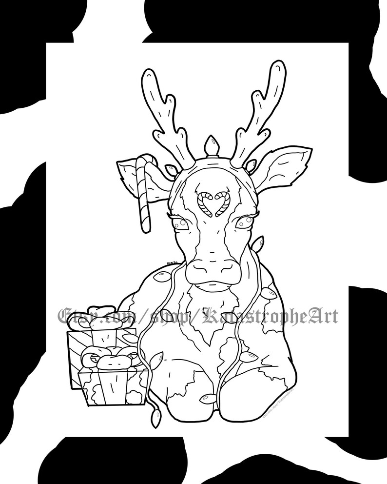 Printable Christmas Calf Coloring Page - Etsy