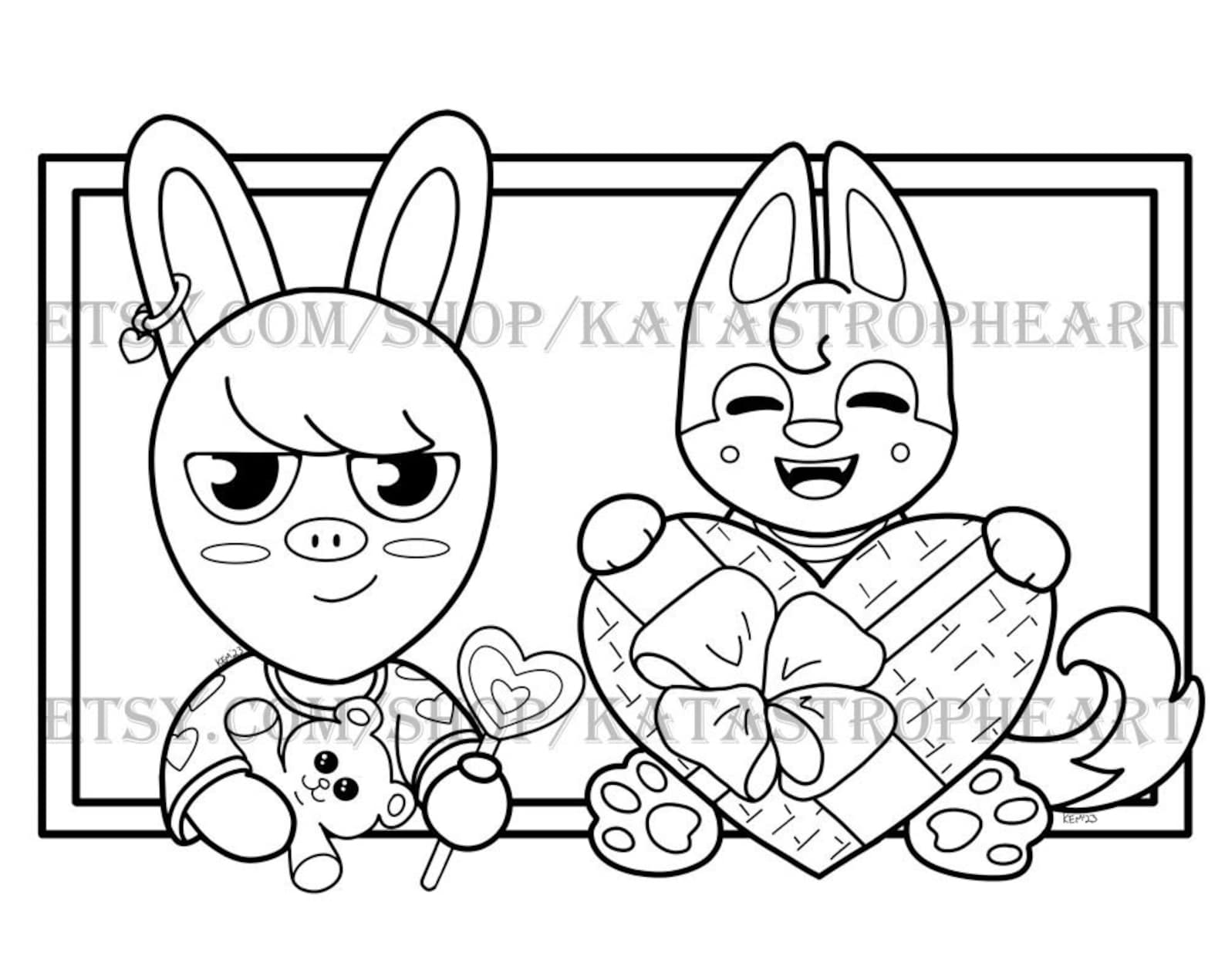 Printable Skzoo-Valentine Coloring Pages - Etsy 日本