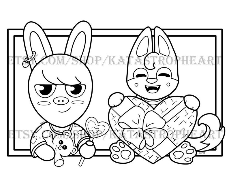 Printable Skzoo-valentine Coloring Pages - Etsy UK