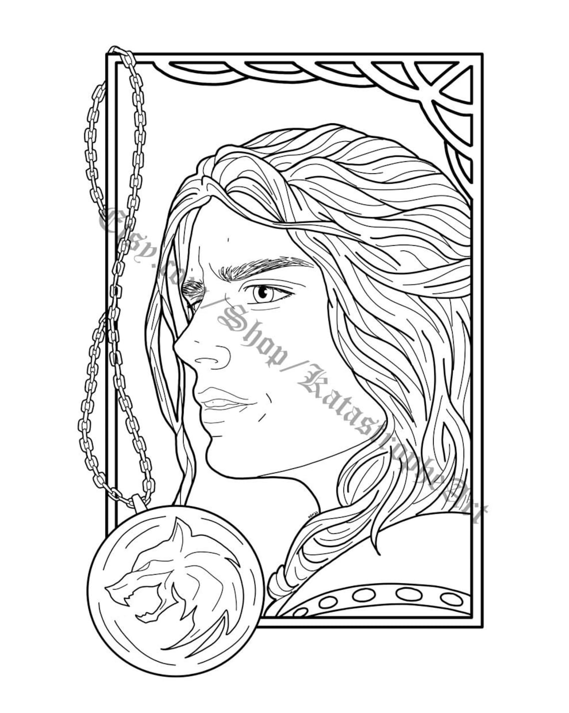 Printable Witcher Coloring Pages - Etsy