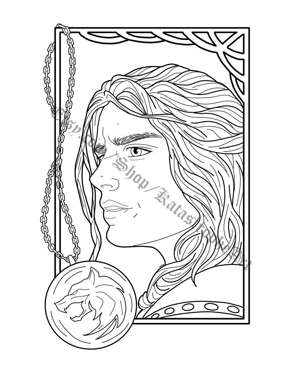 Printable Witcher Coloring Pages - Etsy