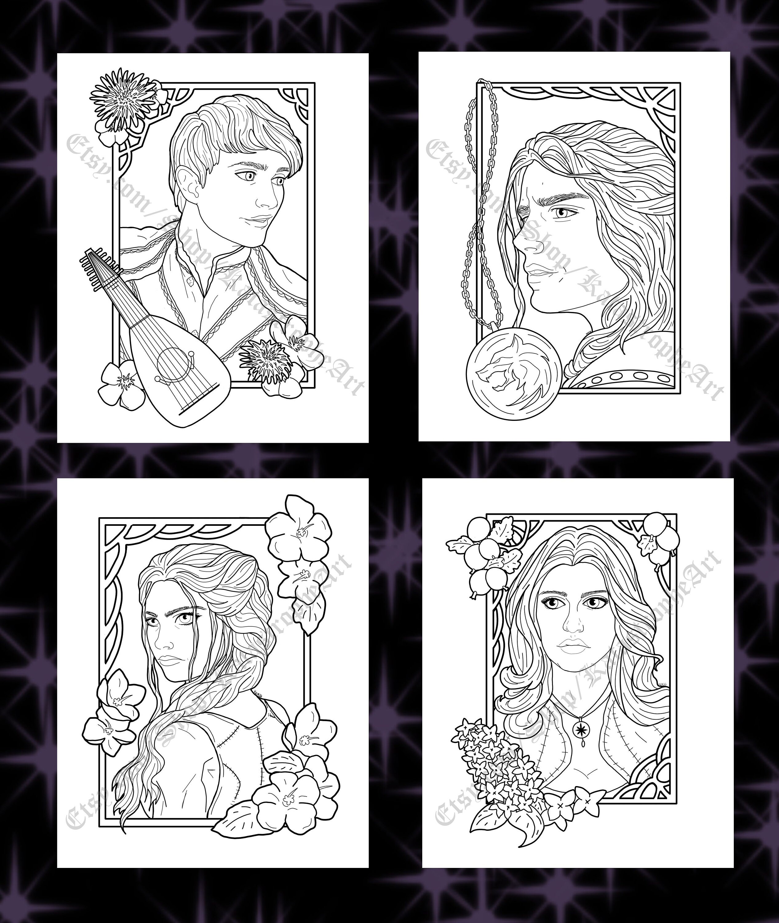 Printable Witcher Coloring Pages | Etsy