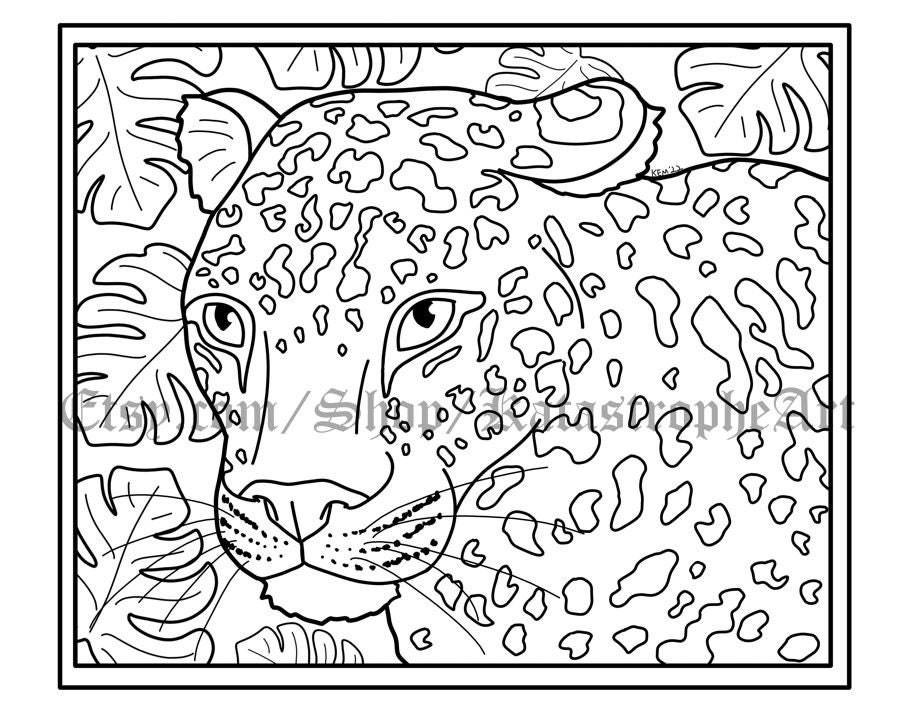 Printable Big Cats Coloring Pages - Etsy