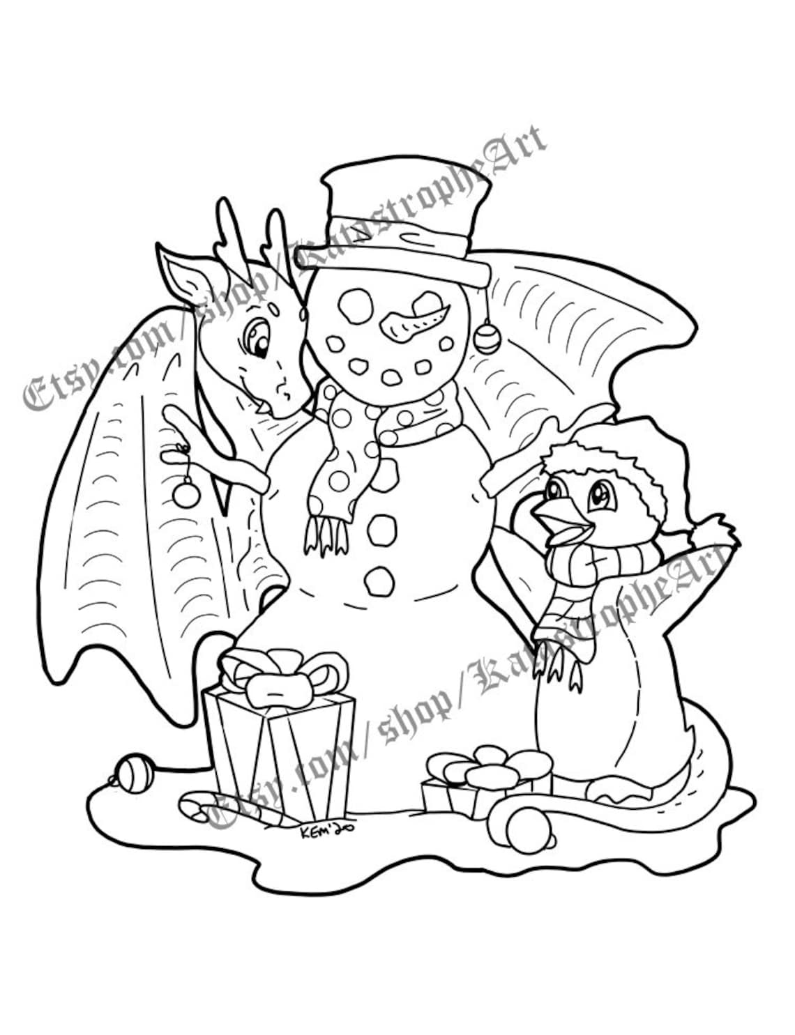 Printable Christmas Dragon Coloring Pages Set 1 - Etsy Canada
