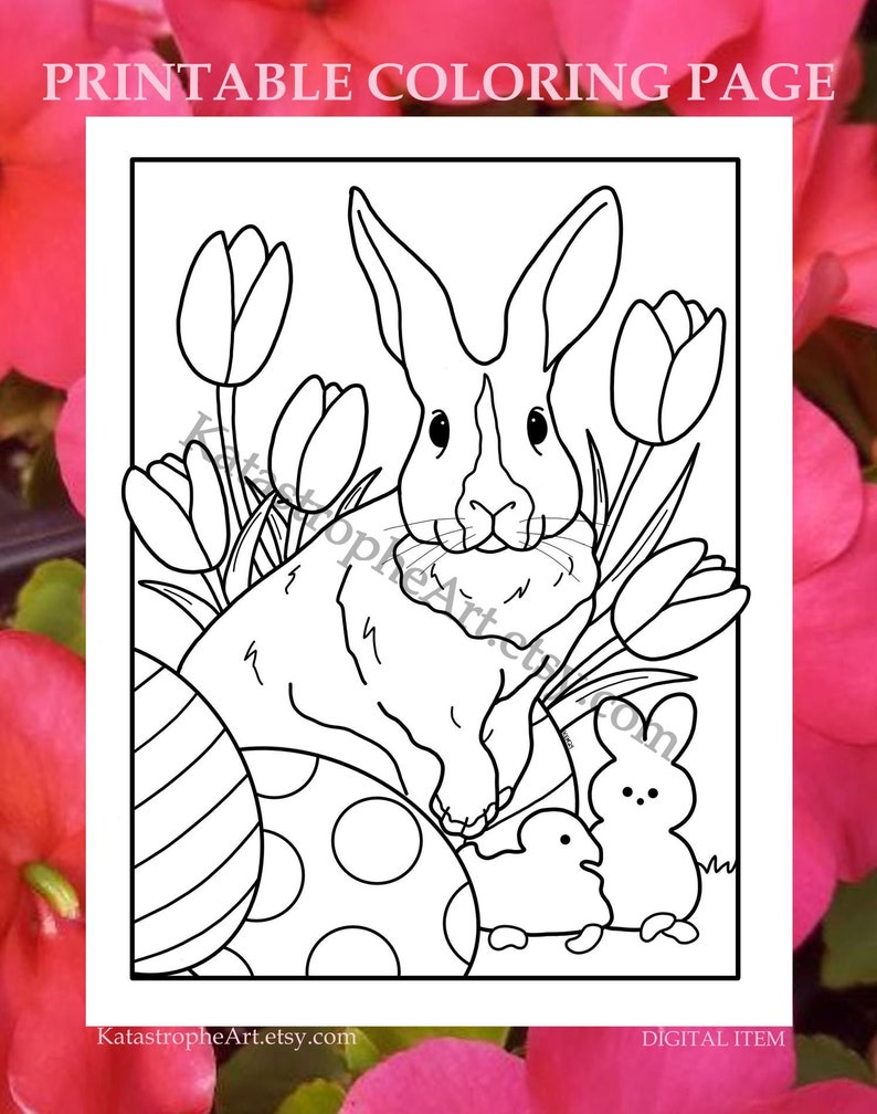 Printable Easter Bunny Coloring Page - Etsy