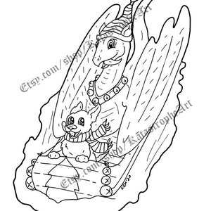 Printable Christmas Dragon Coloring Pages Set 2 - Etsy