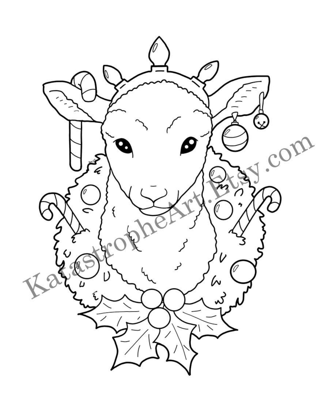Printable Christmas Animals Coloring Pages 2 - Etsy