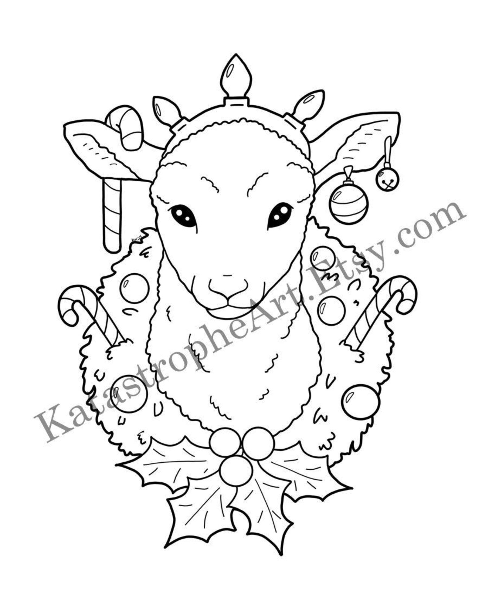 Printable Christmas Animals Coloring Pages 2 - Etsy