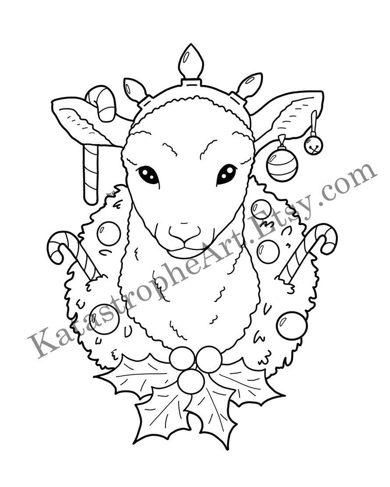 Printable Christmas Animals Coloring Pages 2 - Etsy