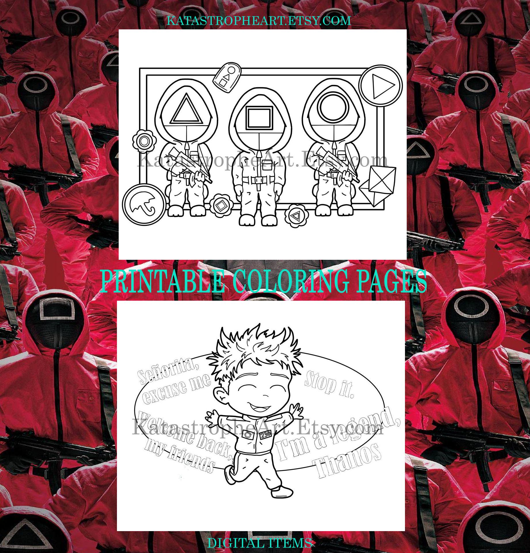 Printable Squid Guards Coloring Pages - Etsy