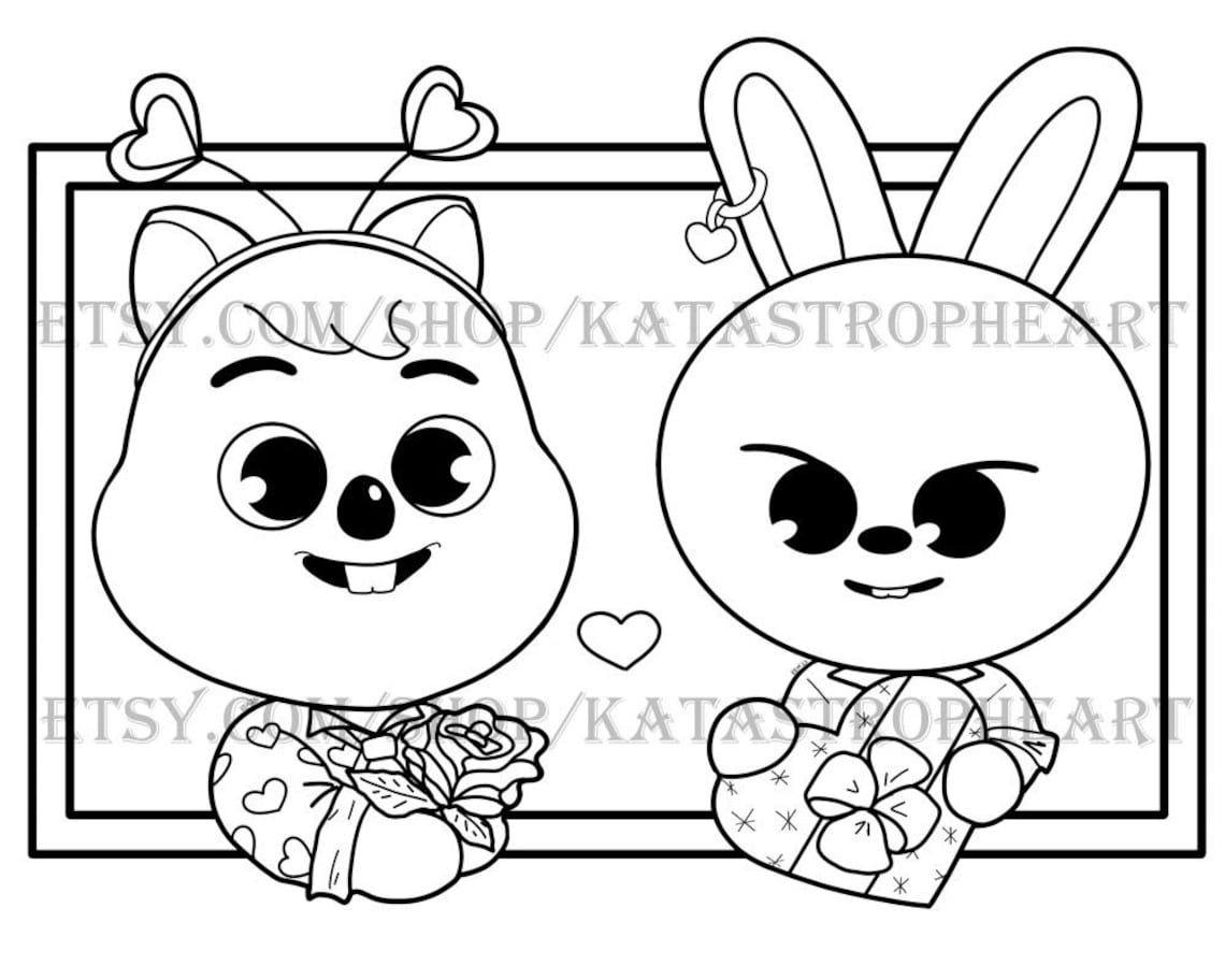 Printable Skzoo-valentine Coloring Pages - Etsy