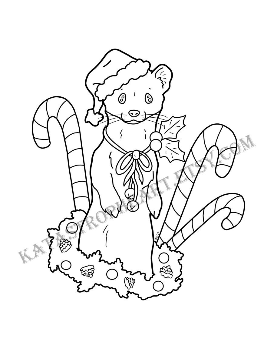 Printable Christmas Animal Coloring Pages - Etsy