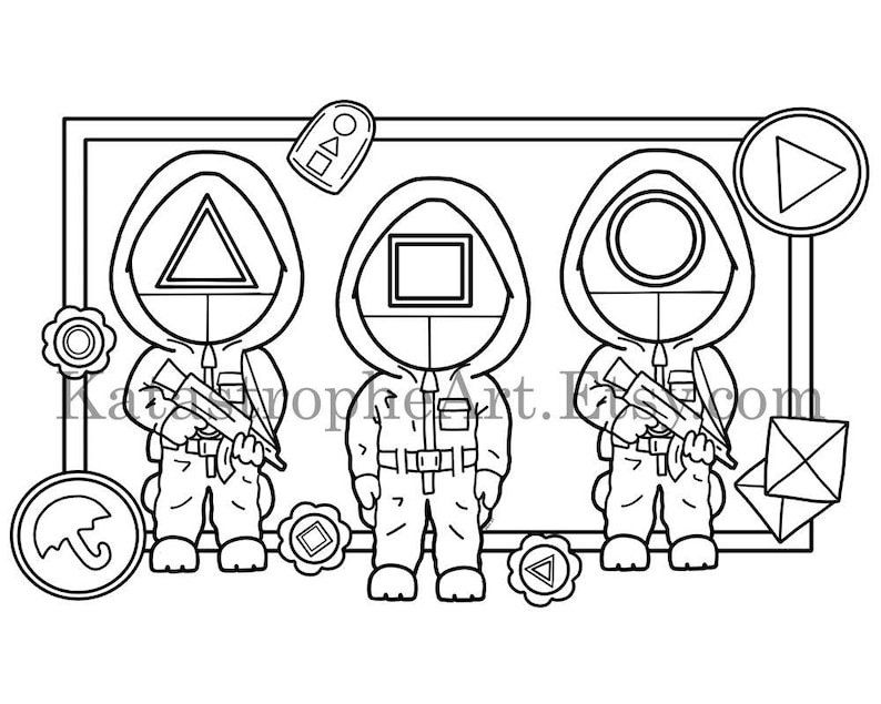 Printable Squid Guards Coloring Pages - Etsy