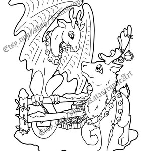 Printable Christmas Dragon Coloring Pages Set 1 - Etsy Canada