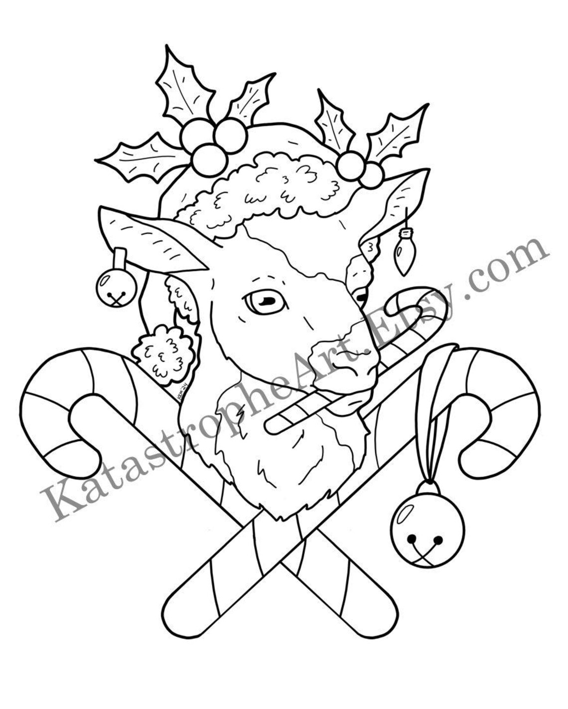 Printable Christmas Animals Coloring Pages 2 - Etsy