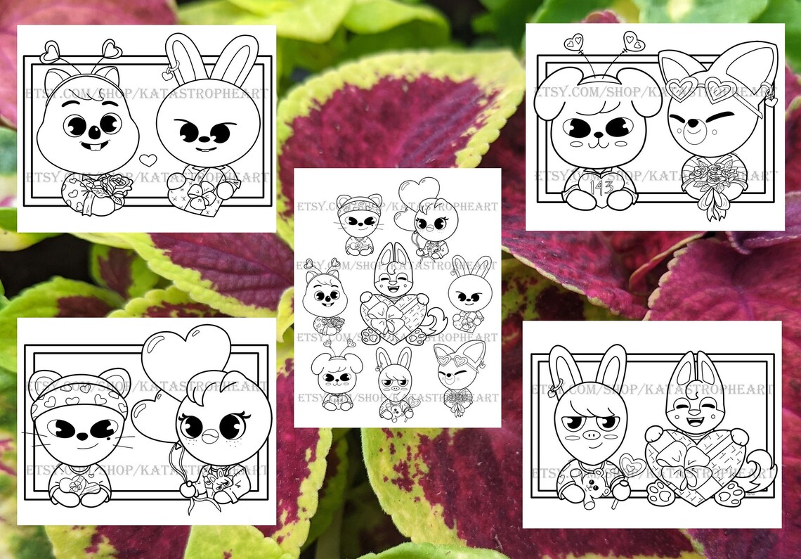 Dibujos imprimibles de Skzoo-San Valentín para colorear - Etsy España