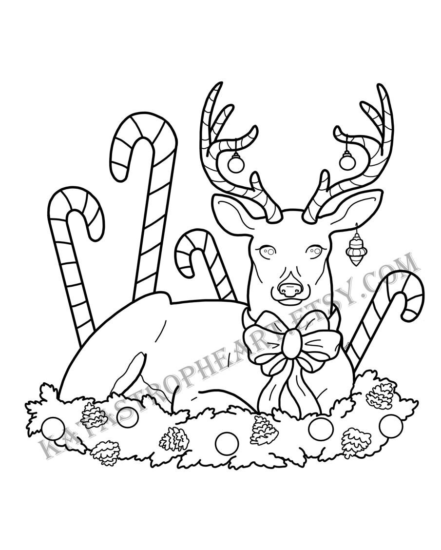 Printable Christmas Animal Coloring Pages - Etsy