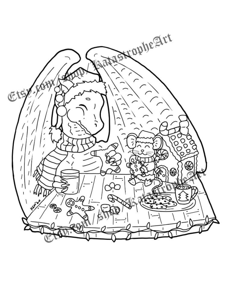 Printable Christmas Dragon Coloring Pages Set 2 - Etsy