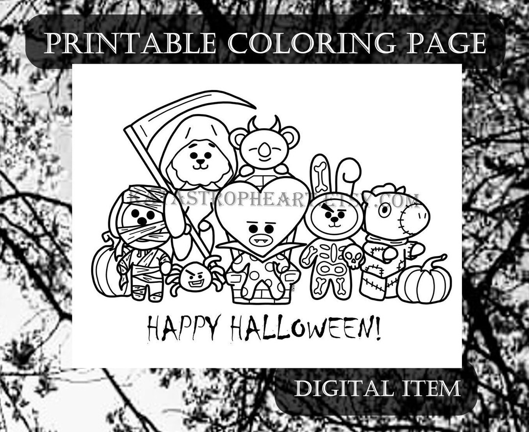Printable BTHALLOWEEN Coloring Page - Etsy