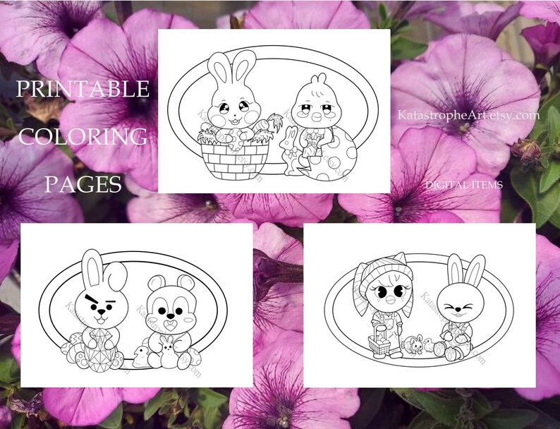 Printable K-pop Easter Coloring Pages - Etsy