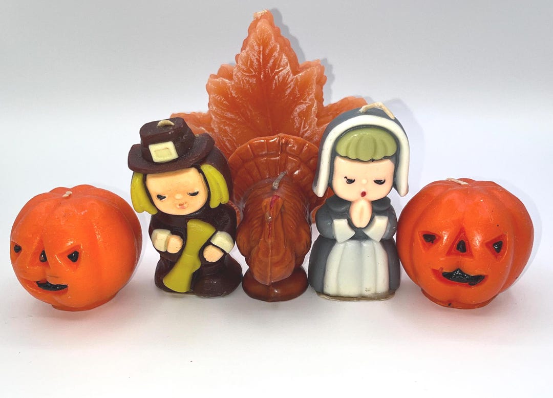 Vintage Pumpkin Pilgrims Turkey Candles - Etsy