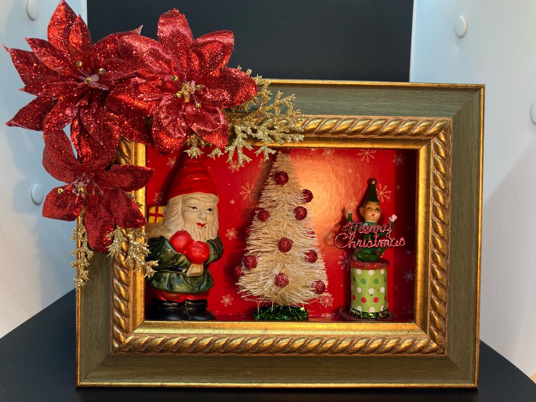Vintage Christmas Lighted Shadow Box Hang or Set - Etsy