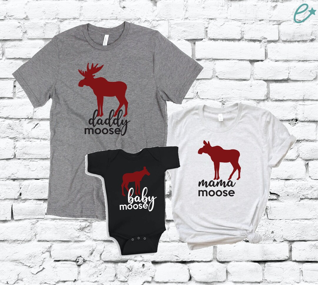 Moose Family Tees Mama Daddy and Baby Shirt Set Baby Announcement ...