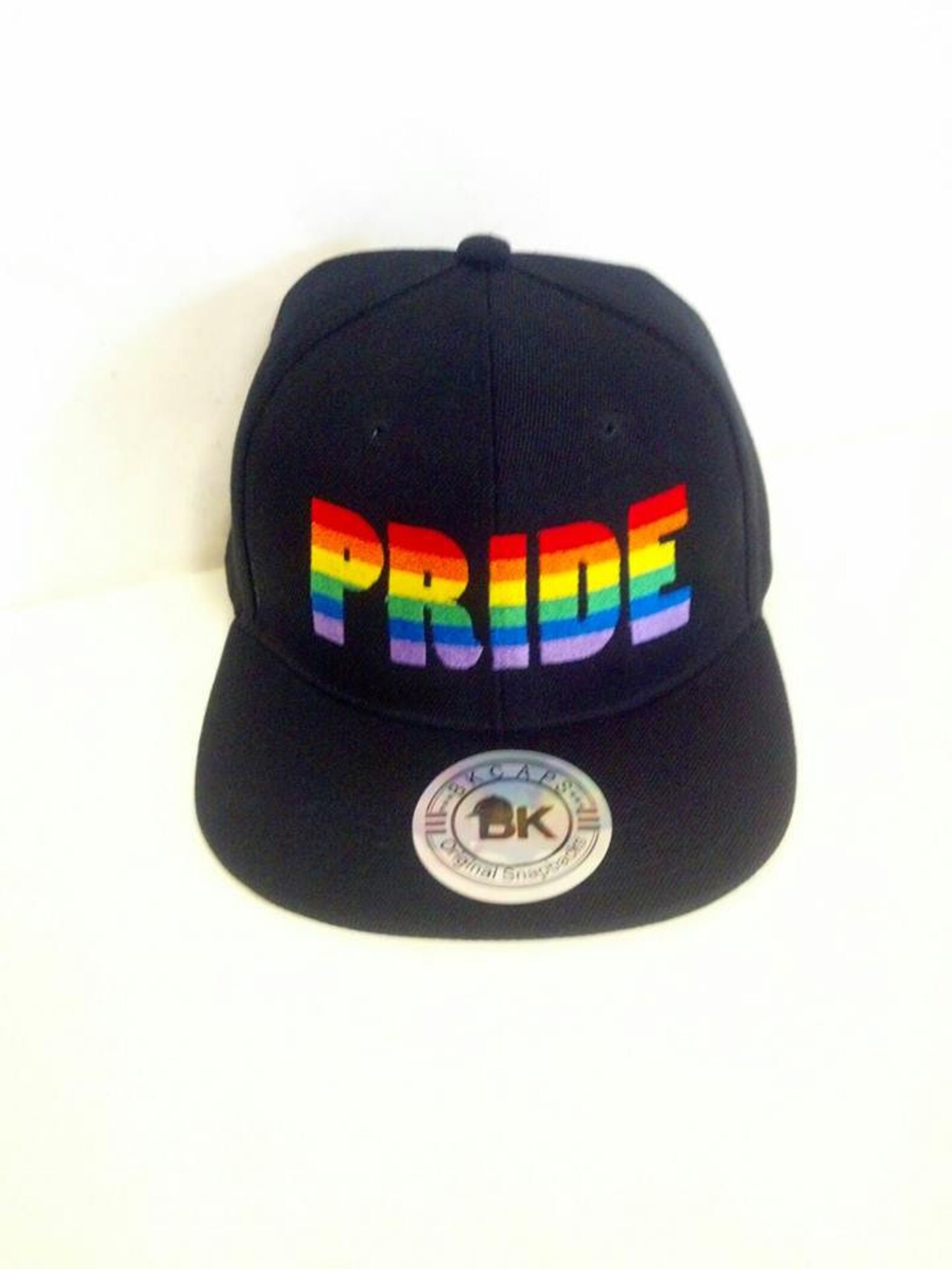 Pride Embroidery Rainbow Hat Multi-color Lettering Snapback Black Cap ...