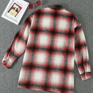Monogram Plaid Shacket Button Front Red Shirt Jacket Flannel Vintage ...