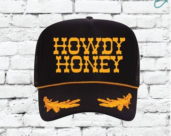 Smiley Face Hat Black and Yellow Smile Trucker Hat Nautical Gold ...