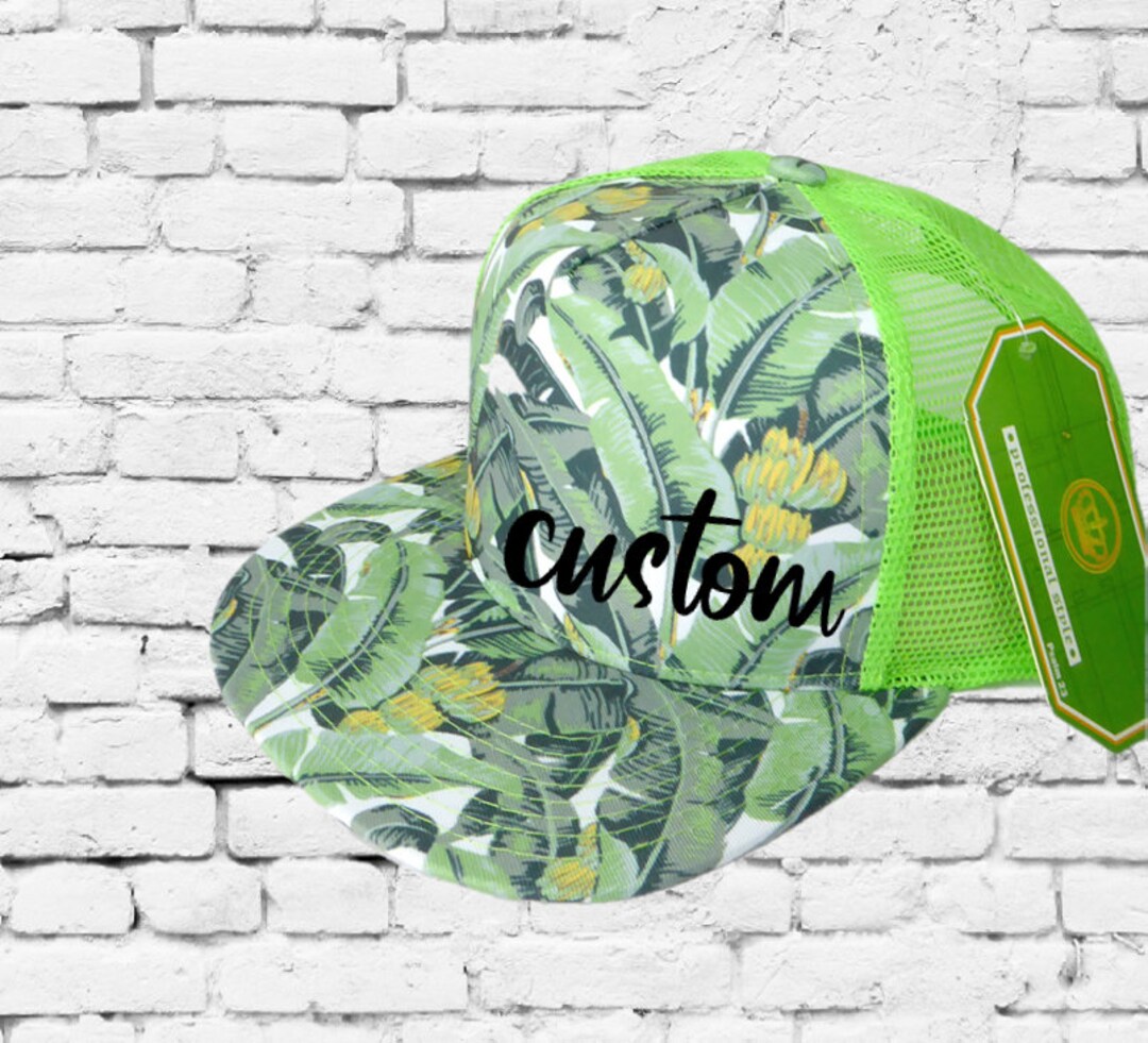 Custom Embroidery Hawaiian Palm Tree Hat Trucker Mesh Back Etsy