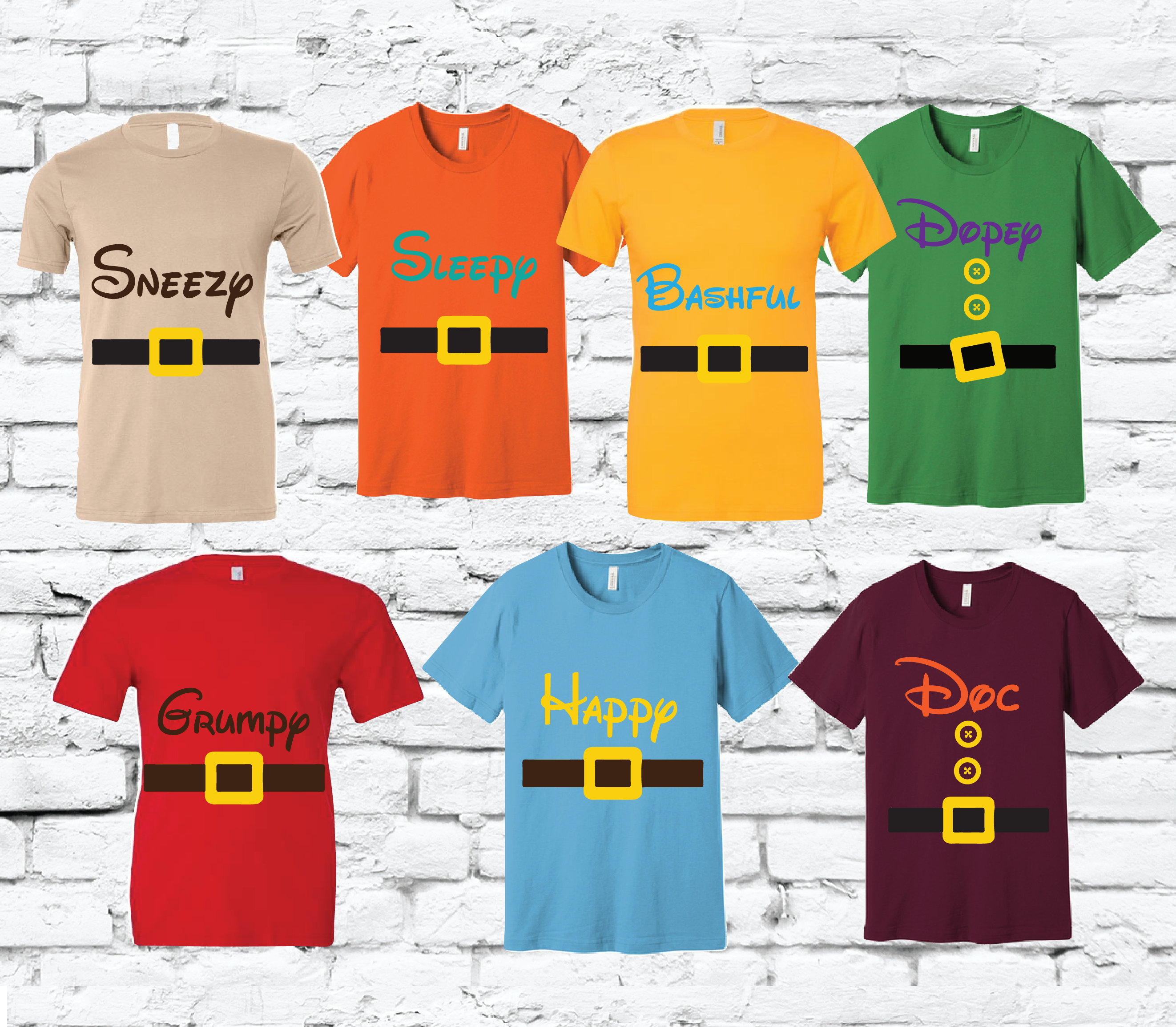 Seven Dwarf Shirt Unisex 7 Dwarfs Costume Halloween Crew Neck Add Your ...