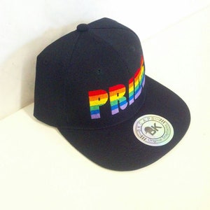 Pride Embroidery Rainbow Hat Multi-color Lettering Snapback Black Cap ...