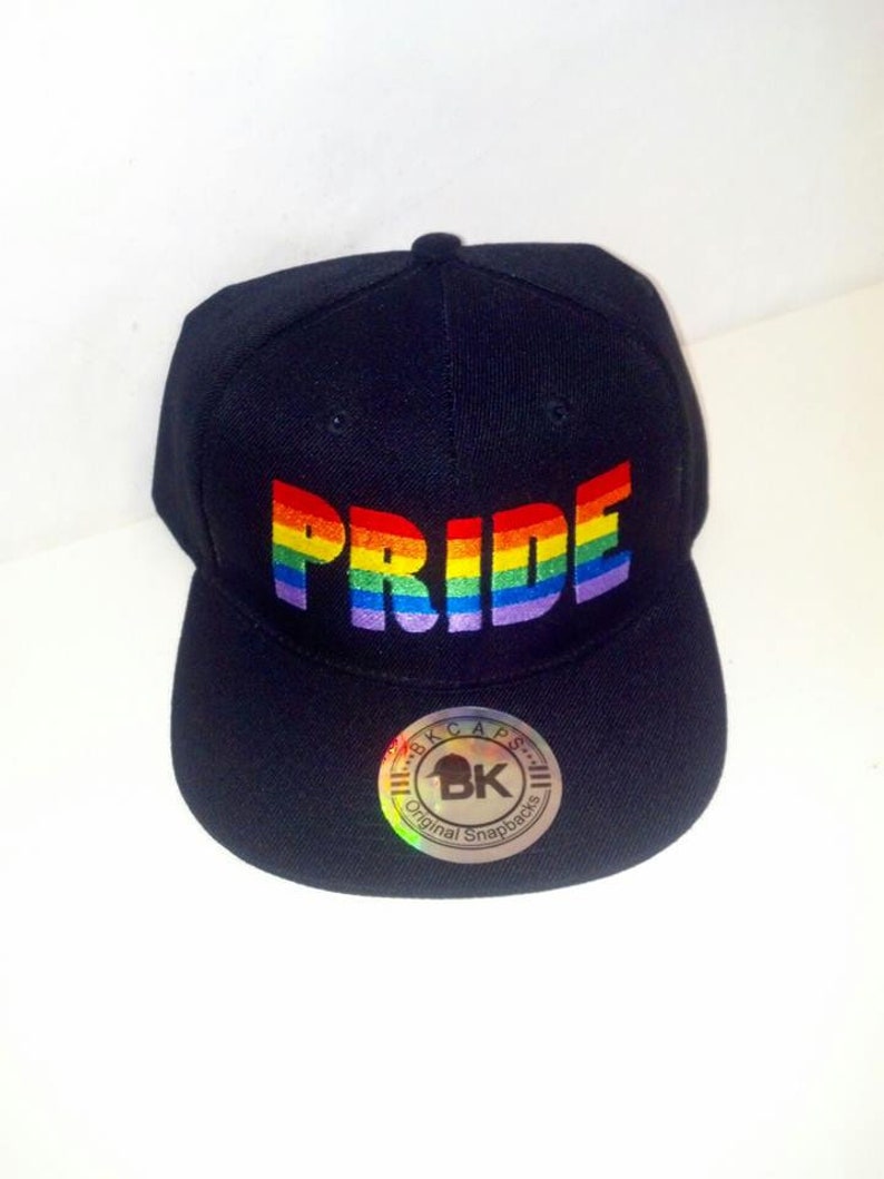 Pride Embroidery Rainbow Hat Multi-color Lettering Snapback Black Cap ...