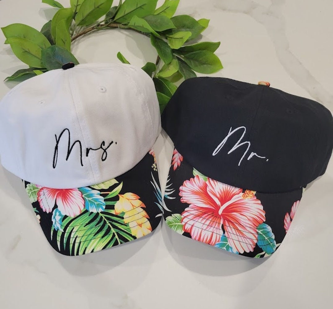 Mr. and Mrs. Hawaiian Dad Hat With Brim Print Hibiscus Floral Flowers ...