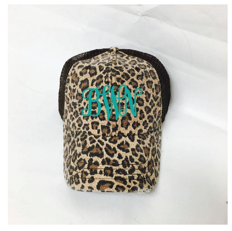 Leopard Print Trucker Hat Custom Embroidery Monogram Cap Your Custom ...