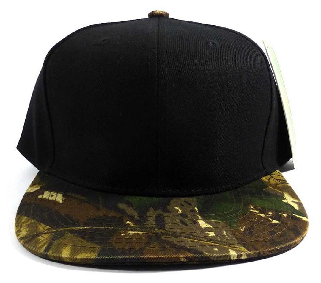 Custom Embroidery Camo Oak Trees Snapback Camoflauge Brim Black Hat ...