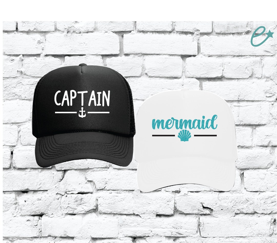 Captain and Mermaid Hats Funny Boating Trucker Hats Pontoon Party Hats ...