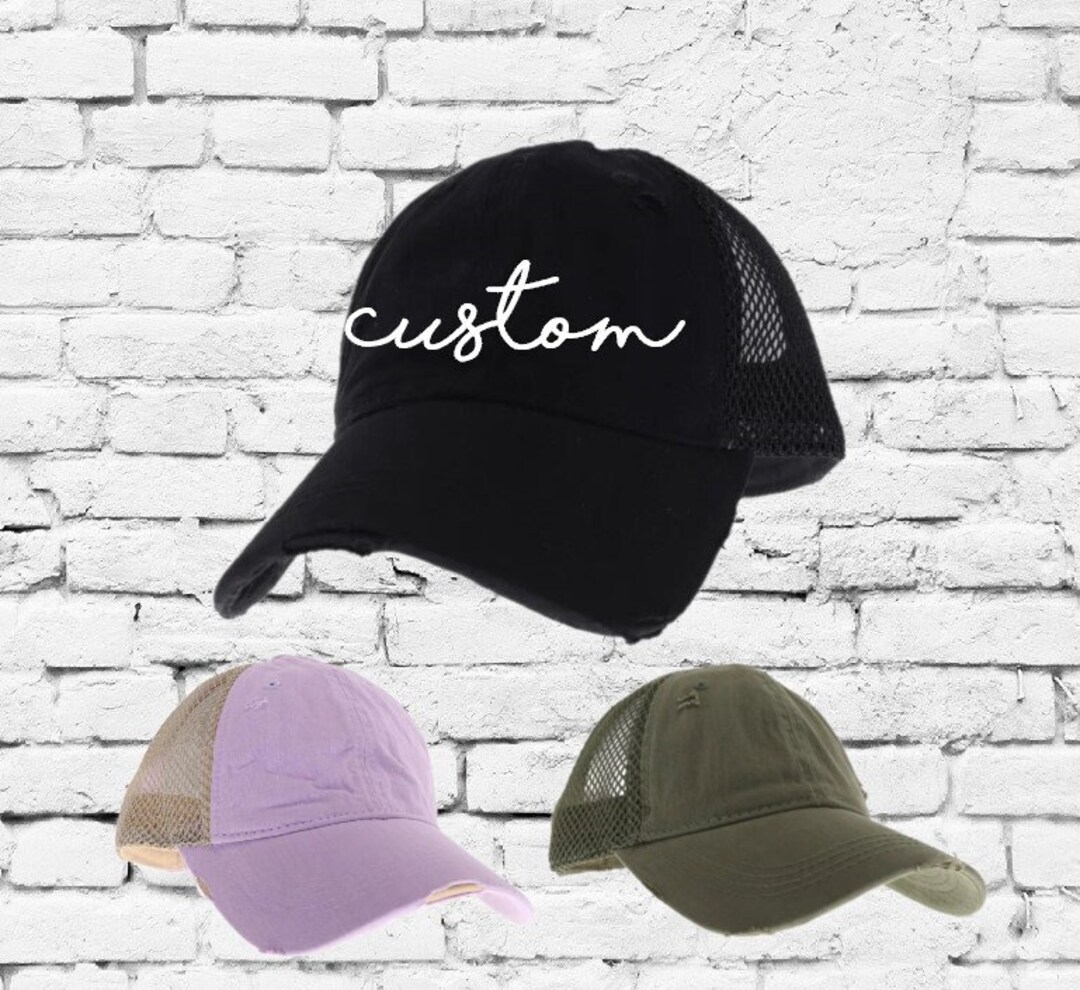 Custom Pony Tail Hat Trucker Solid Cotton C.C High Pony Ball Cap With ...