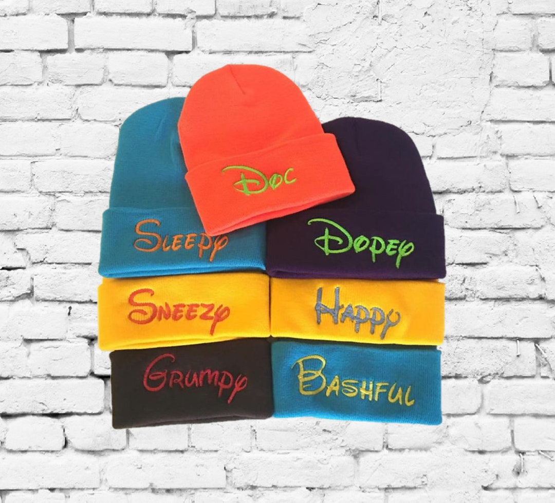 Seven Dwarf Hats Custom Embroidery Beanie 7 Dwarfs Hats Your Color ...