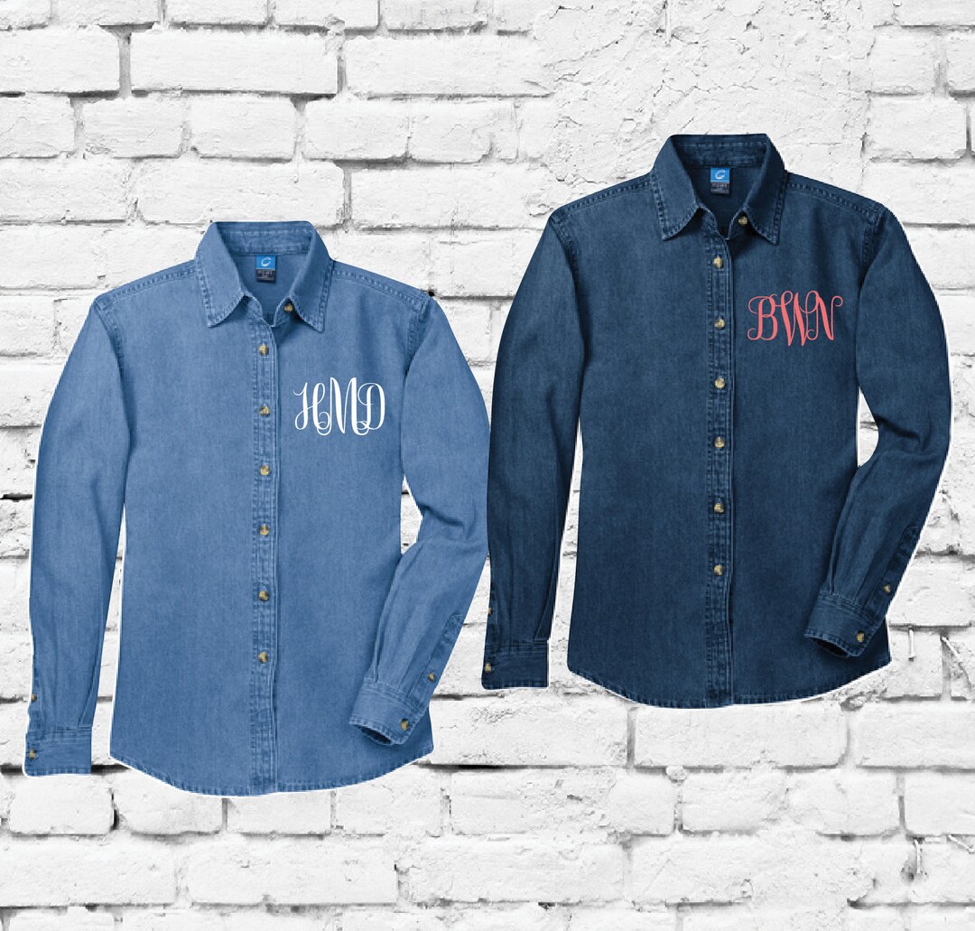 Custom Denim Shirt Bridesmaid Monogrammed Button Down Bride Bridesmaid ...