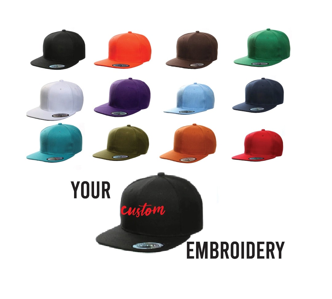 Custom Embroidery Snapback Hat Black Embroidered Hat Your Color Choice ...