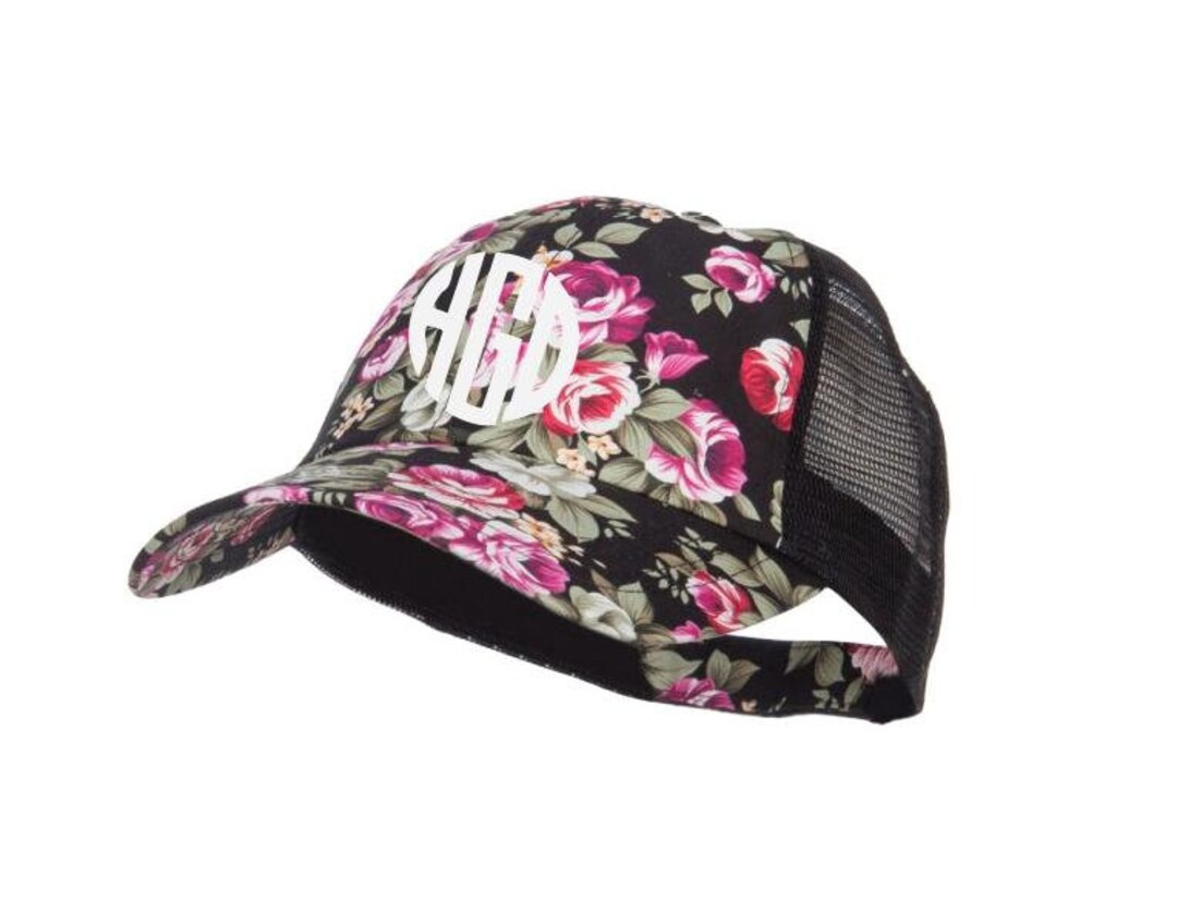 Floral Print Trucker Hat Custom Embroidery Monogram Cap Your Custom ...