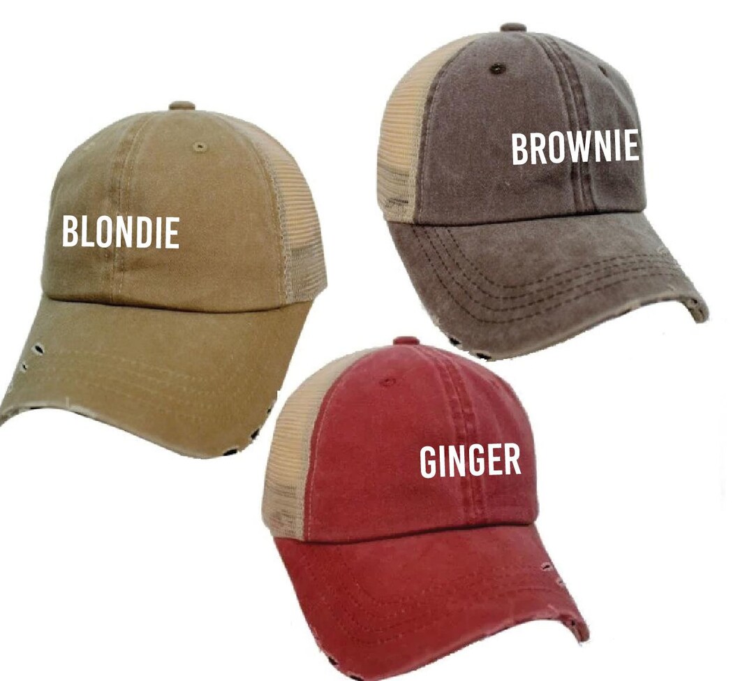 Blondie Brownie and Ginger Best Friends Mesh Back Trucker Hat Pair BFF ...