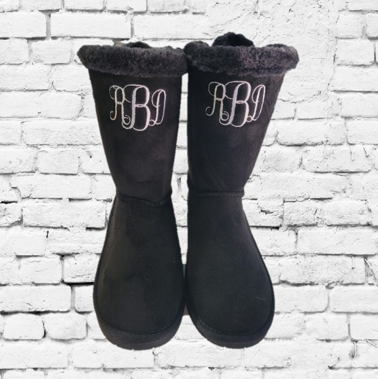 Custom Monogrammed Boots Women's Classic Black Tan or - Etsy