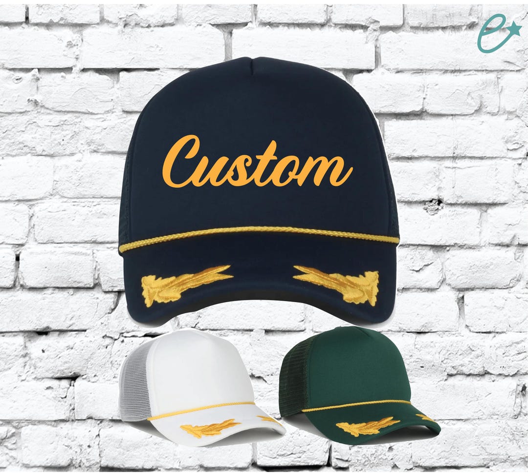 Custom Trucker Hats Nautical Captain Rope Hat Outdoor Cap SE Foam Gold ...