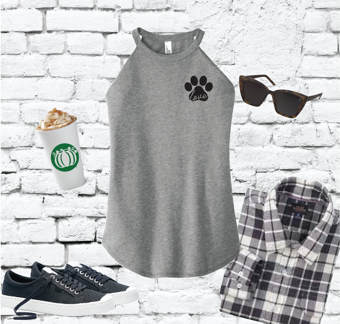 Dog Tank Top Love Paw Women's High Neck Tank Custom Tank Top Custom ...