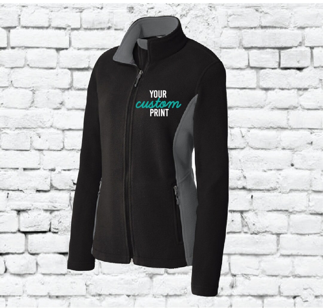 Custom Ladies Color Block Fleece Jacket Custom Embroidery Logo Full ...