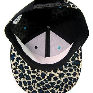 Custom Embroidery Leopard Animal Print Snapback Printed Brim Black Hat ...