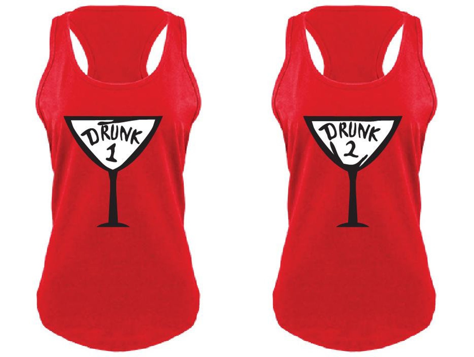 Drunk 1 and Drunk 2 Martini Tank Tops Fun Funny T-shirt - Etsy